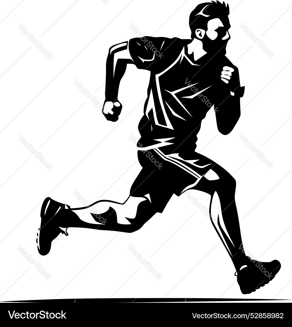 Marathon milestone runner side view logo design Vector Image