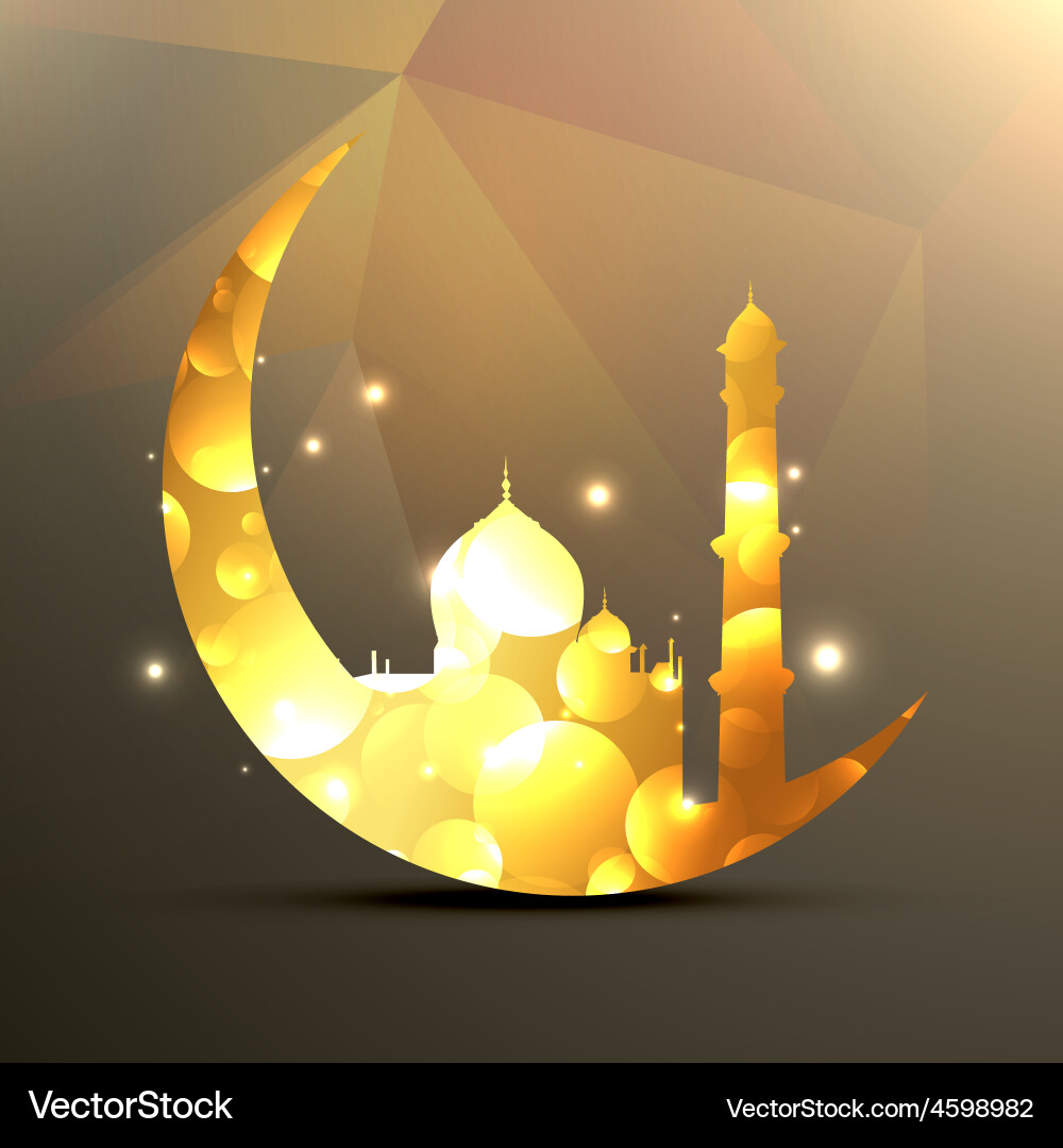 Moon and mosque Royalty Free Vector Image - VectorStock