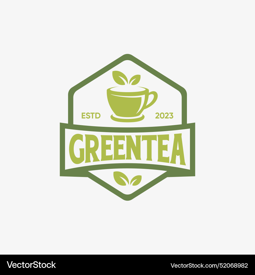 Natural matcha tea logo design template Royalty Free Vector
