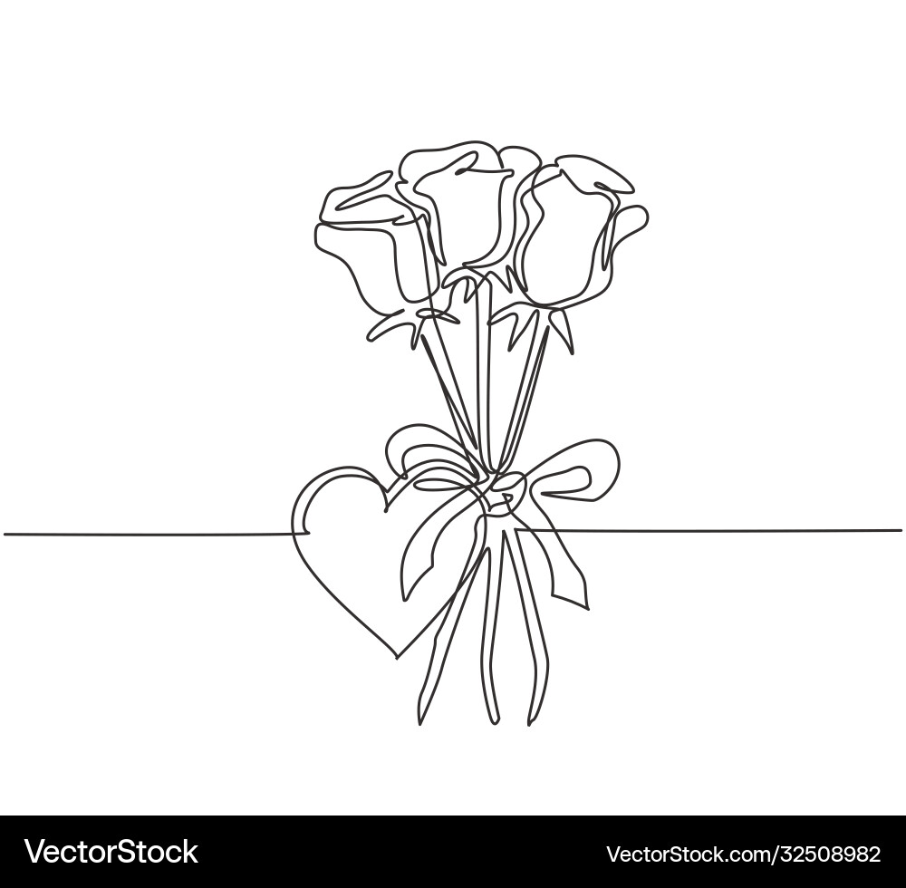 One single line drawing beautiful rose flower Vector Image