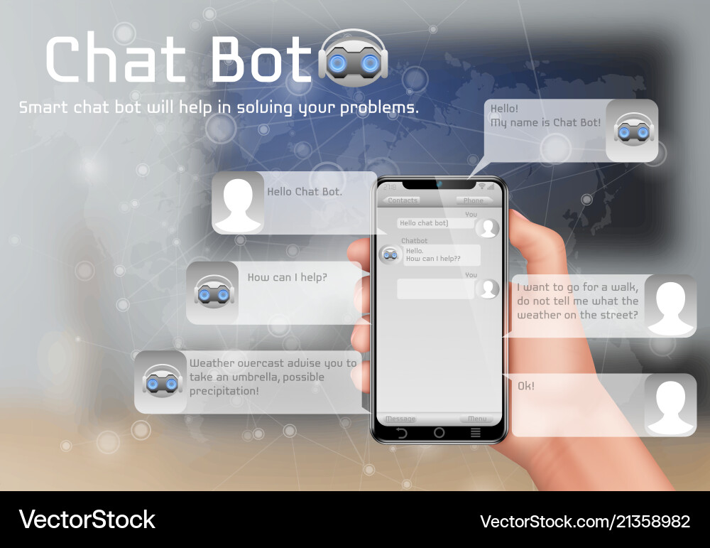 Online smart chatbot concept background Royalty Free Vector