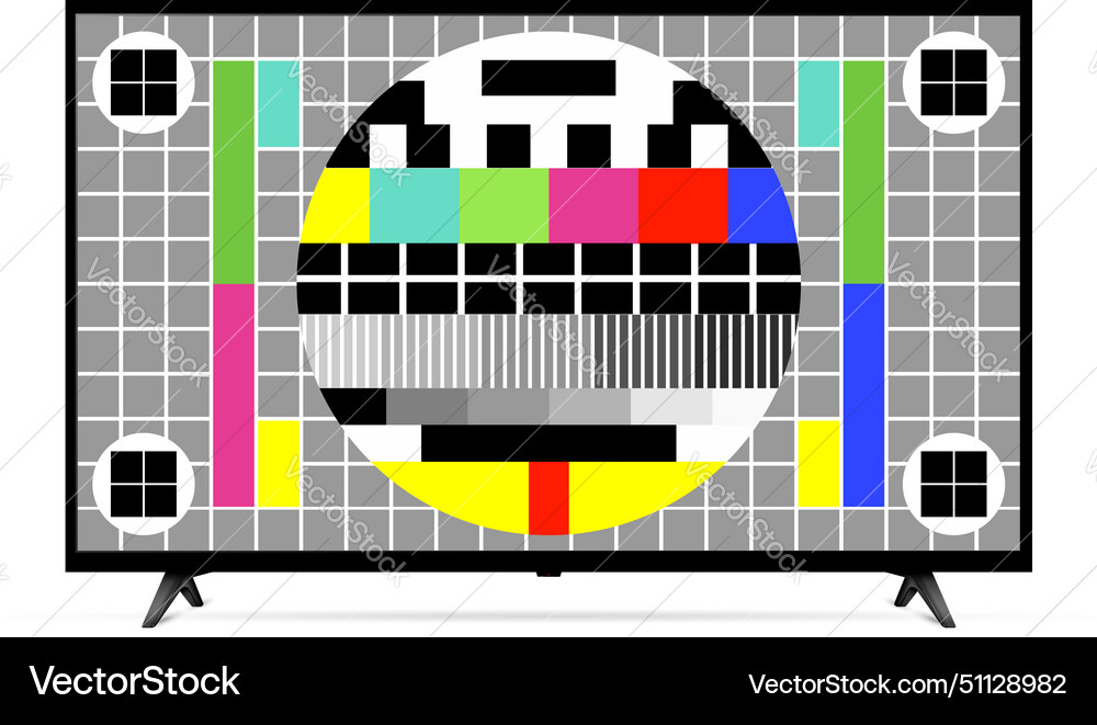 Tv screen shows color test pattern Royalty Free Vector Image
