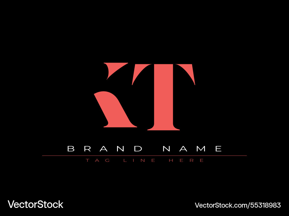 Abstract letter kt minimal logo design template Vector Image