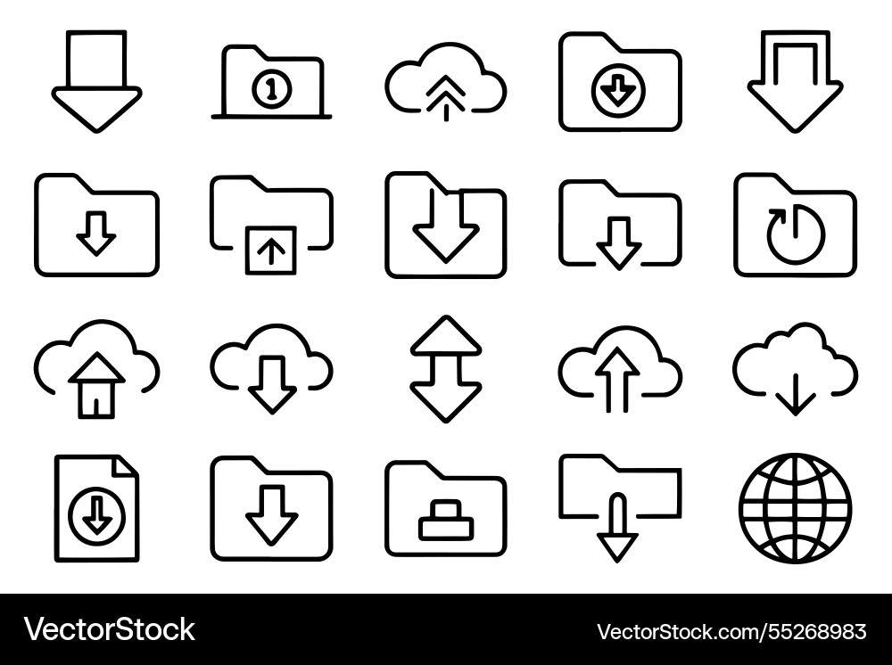 Arrow link folder download file cloud search Vector Image