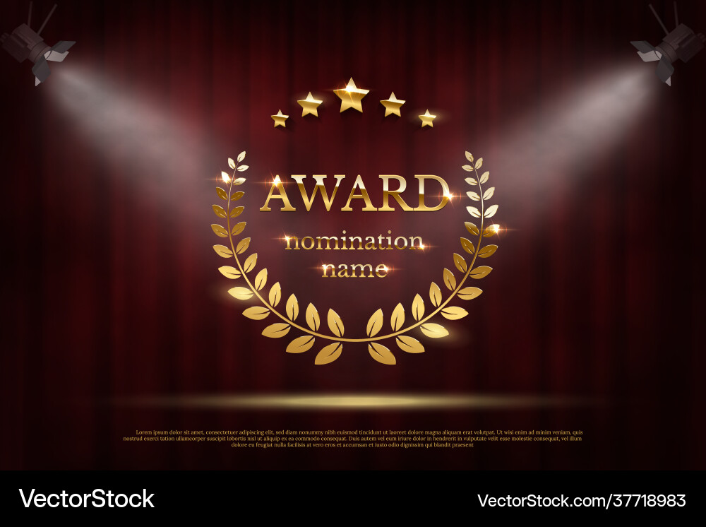 Award nomination emblem stage in spotlight Vector Image