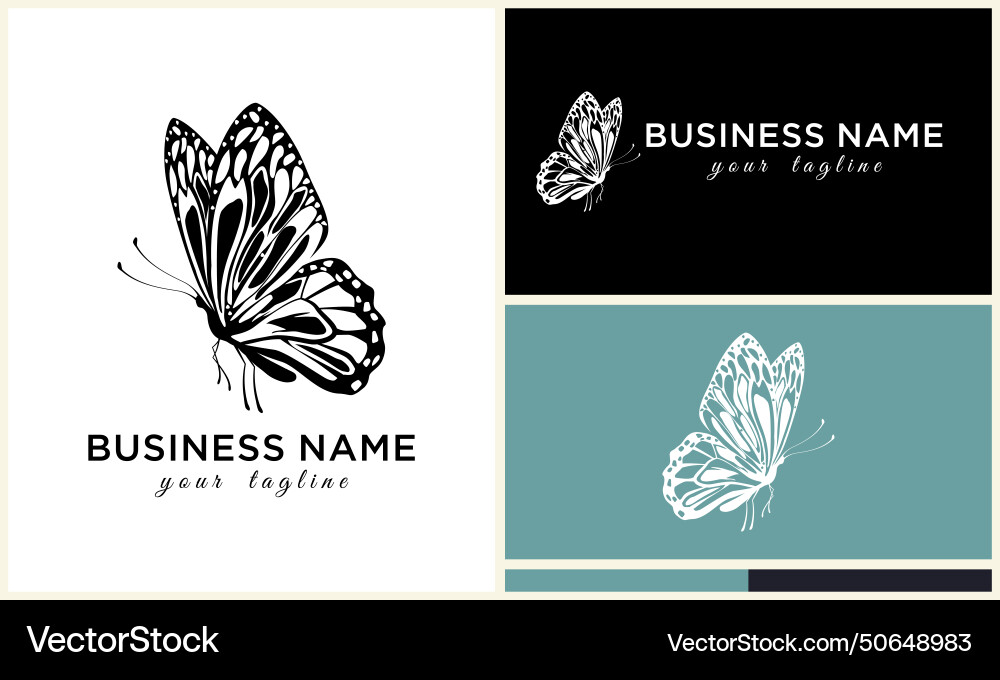 Butterfly line logo template Royalty Free Vector Image