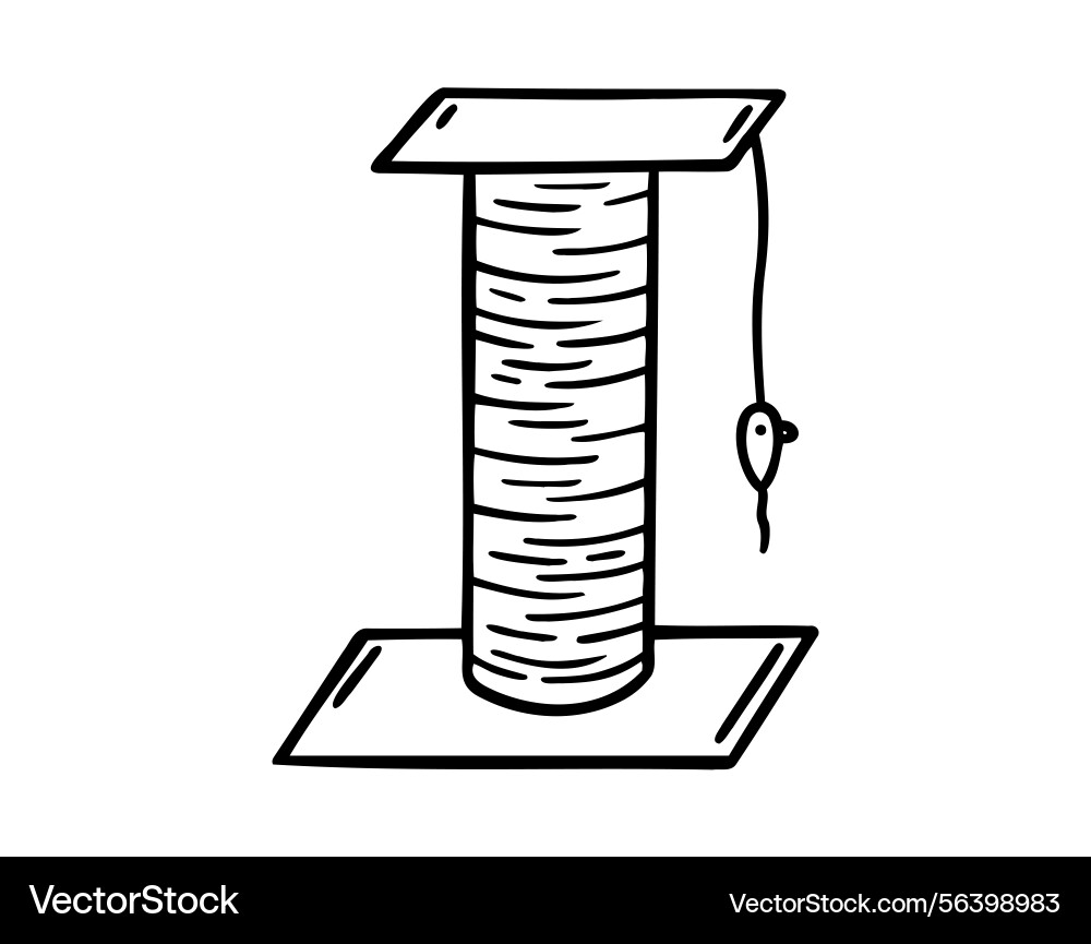 Cat scratching post doodle hand drawn icon Vector Image