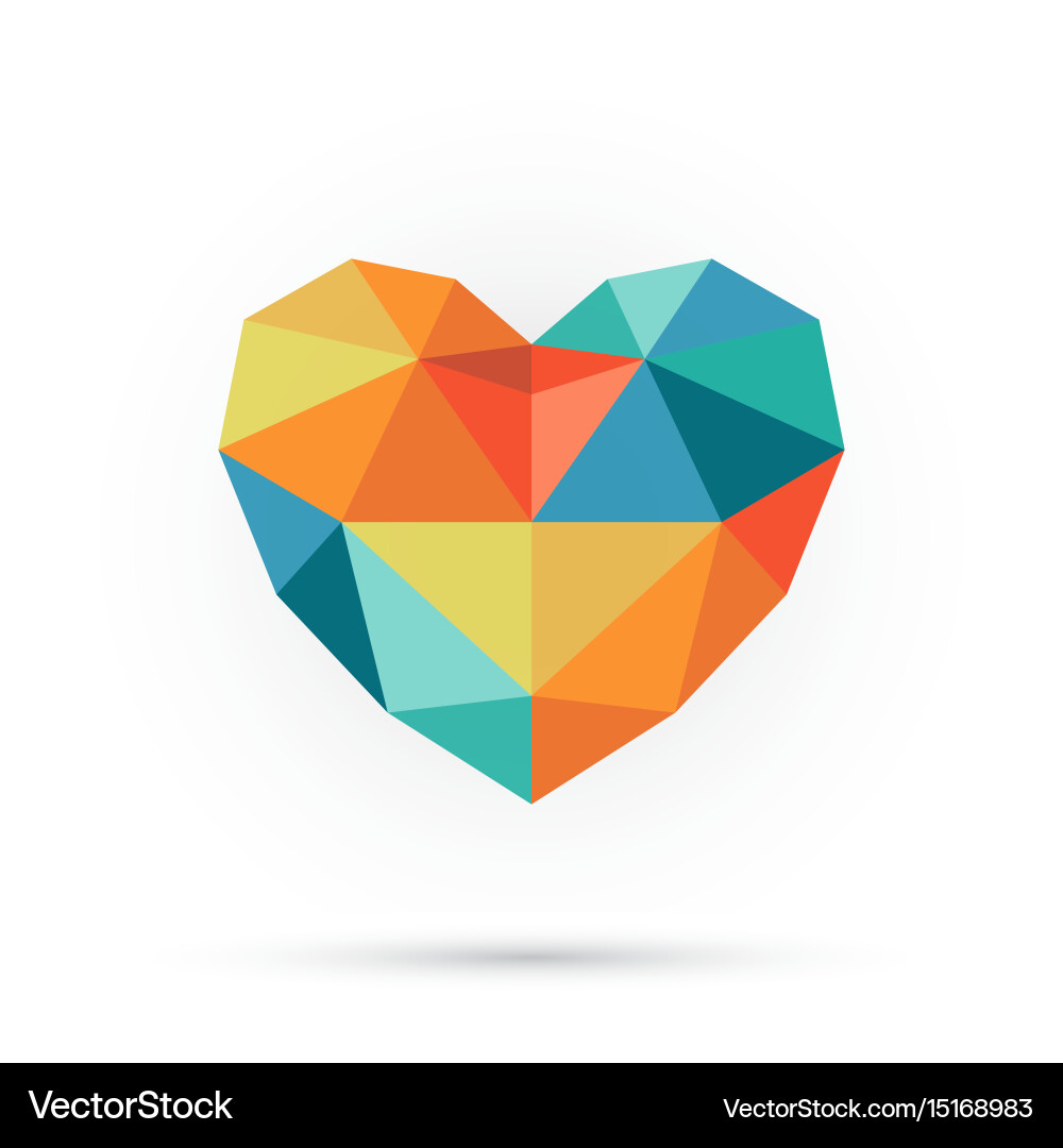 Colorful polygon heart Royalty Free Vector Image
