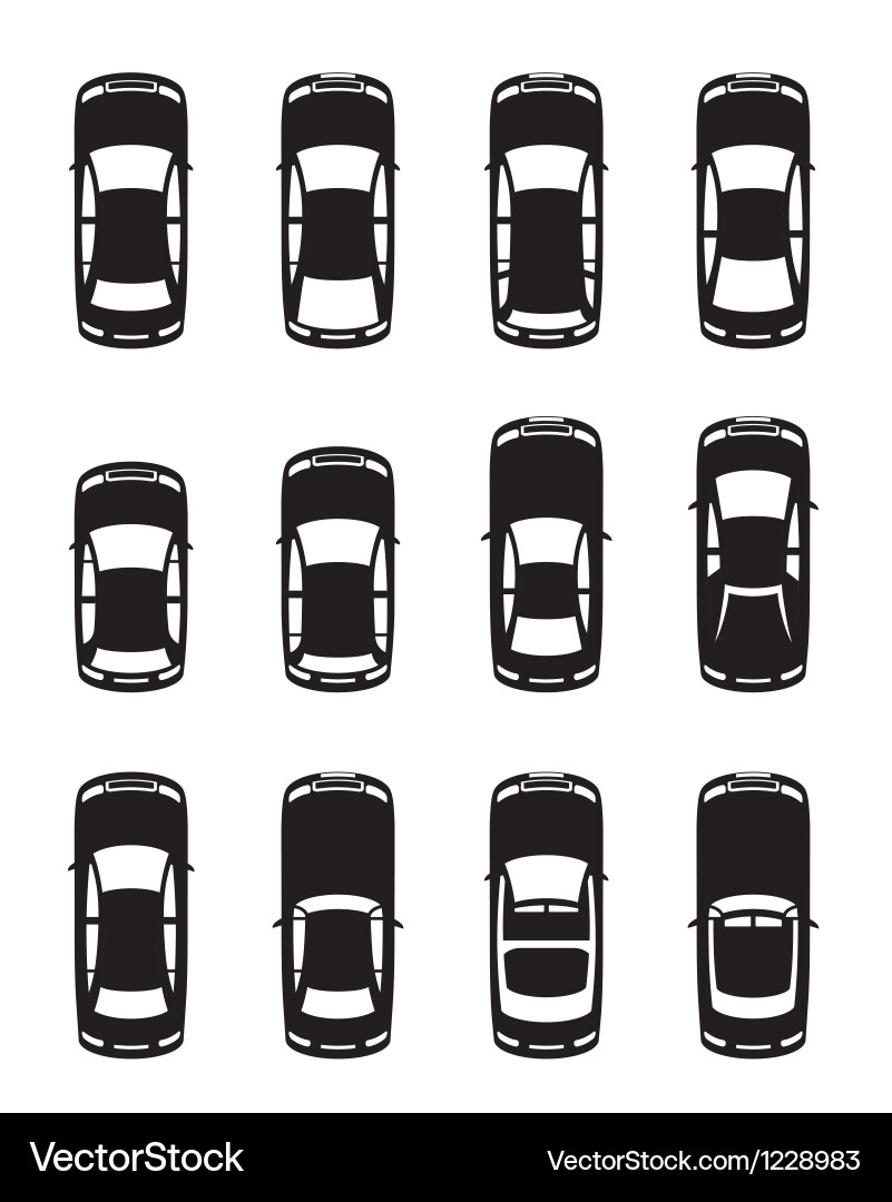 Different cars seen from above Royalty Free Vector Image