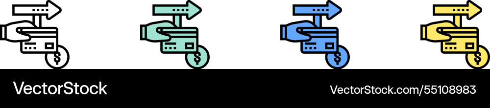 Direct debit icon outline green blue and yellow Vector Image