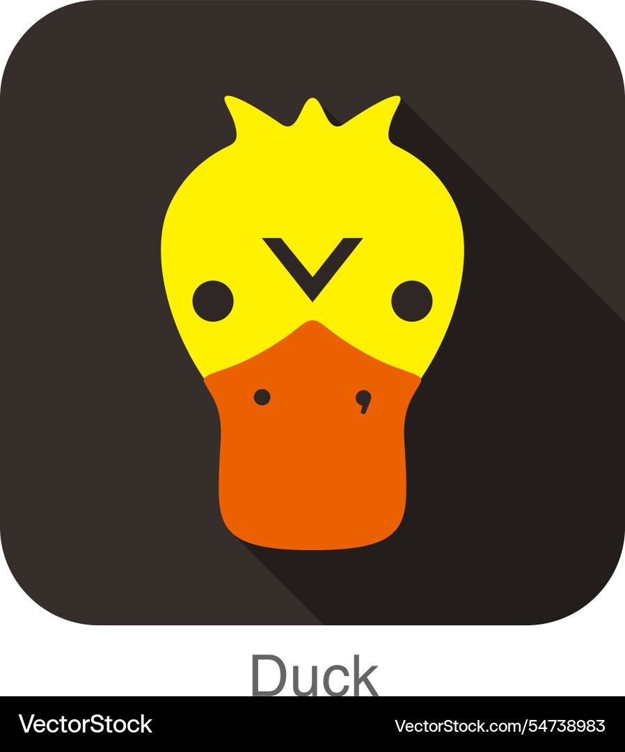 Duck animal face flat design Royalty Free Vector Image
