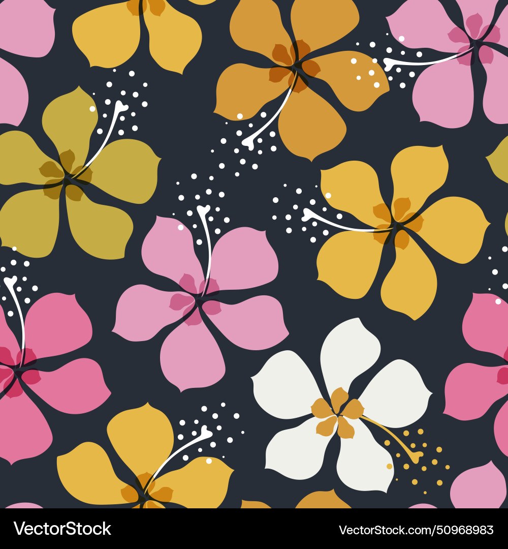 Floral tropical seamless pattern on black Vector Image Floral tropical seamless pattern on black Vector Image