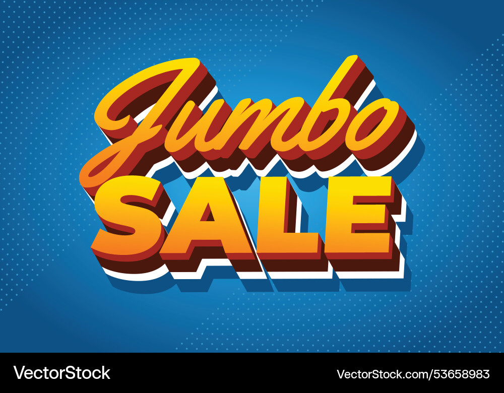 Jumbo sale text effect in modern colors with 3d Vector Image