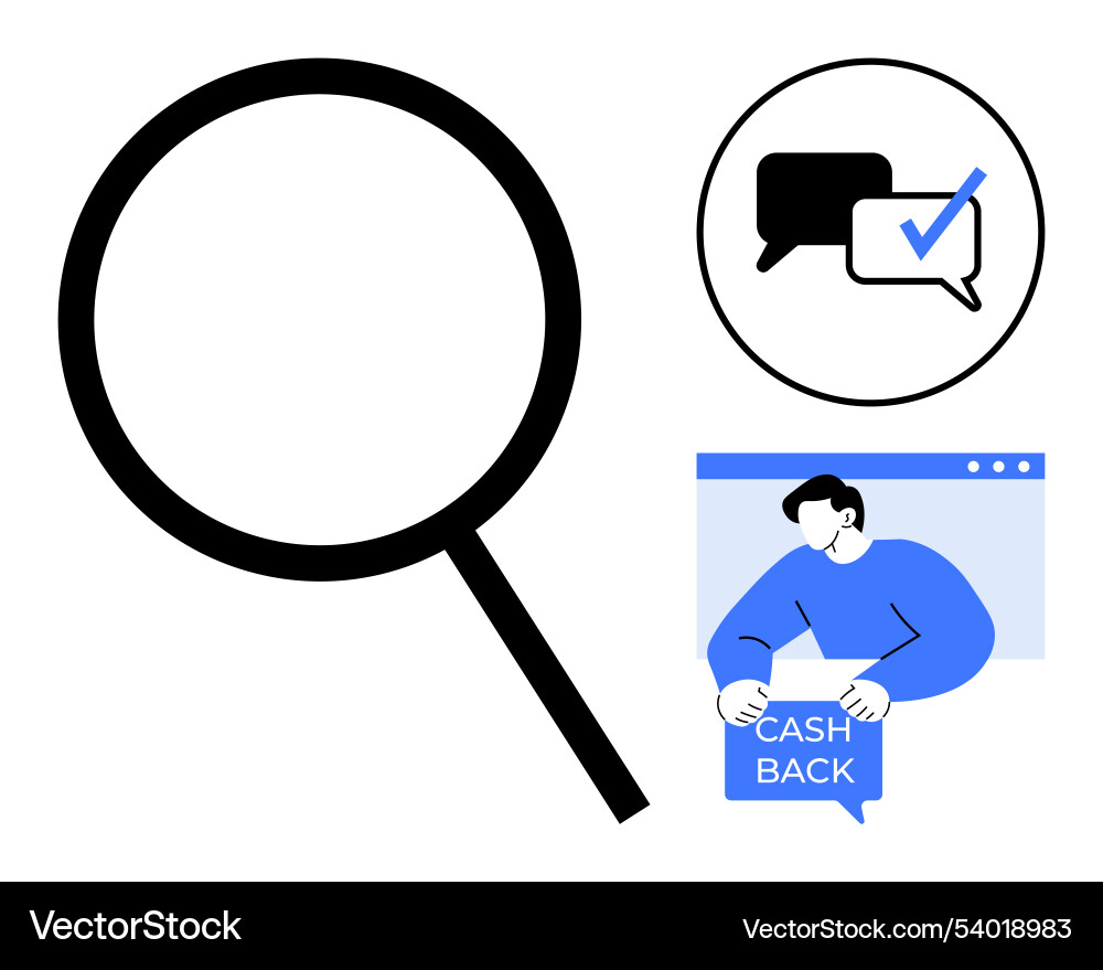 Magnifying glass search chat messages Royalty Free Vector