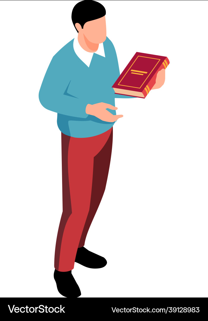 Man holding book Royalty Free Vector Image - VectorStock