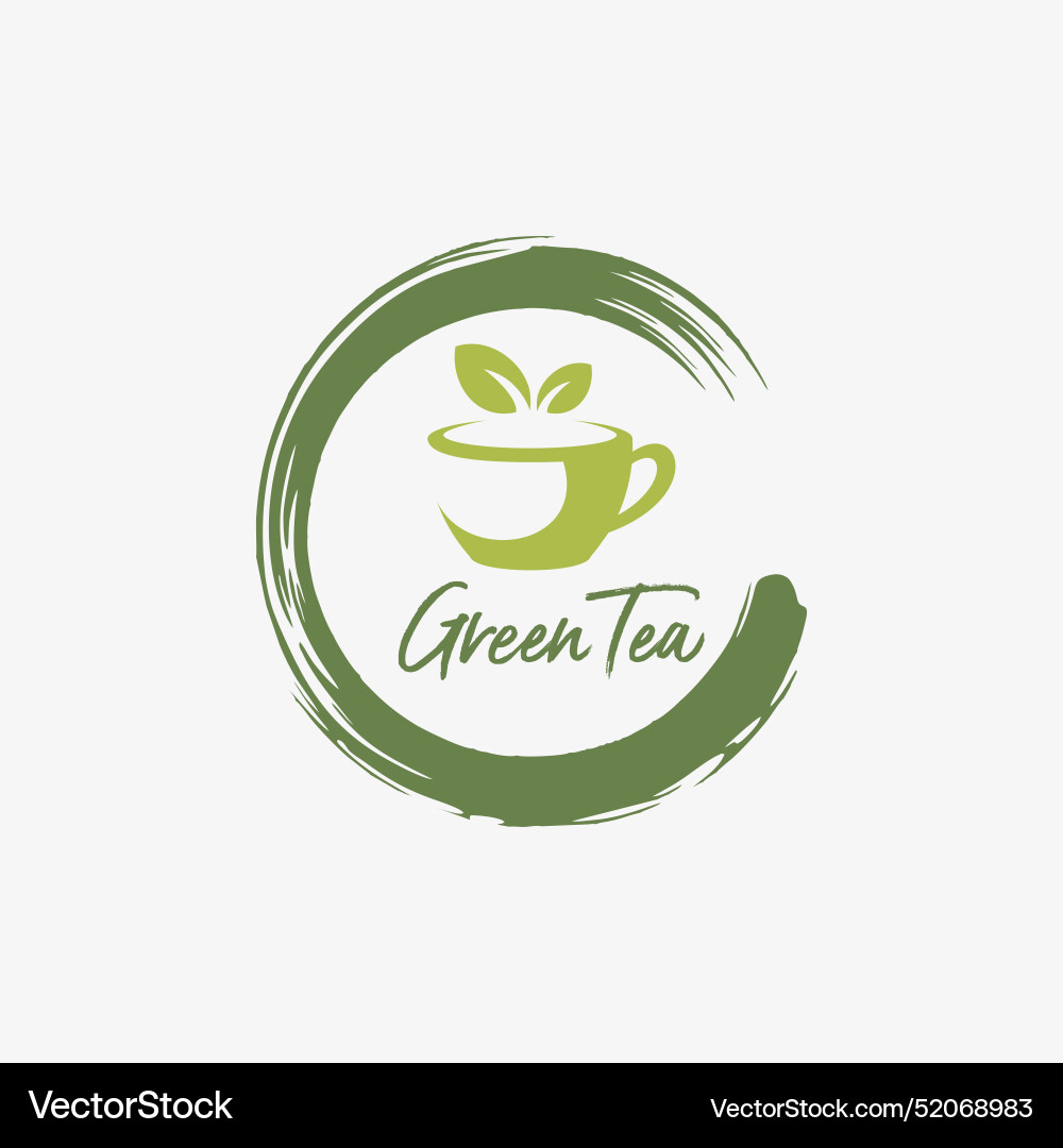 Natural matcha tea logo design template Royalty Free Vector