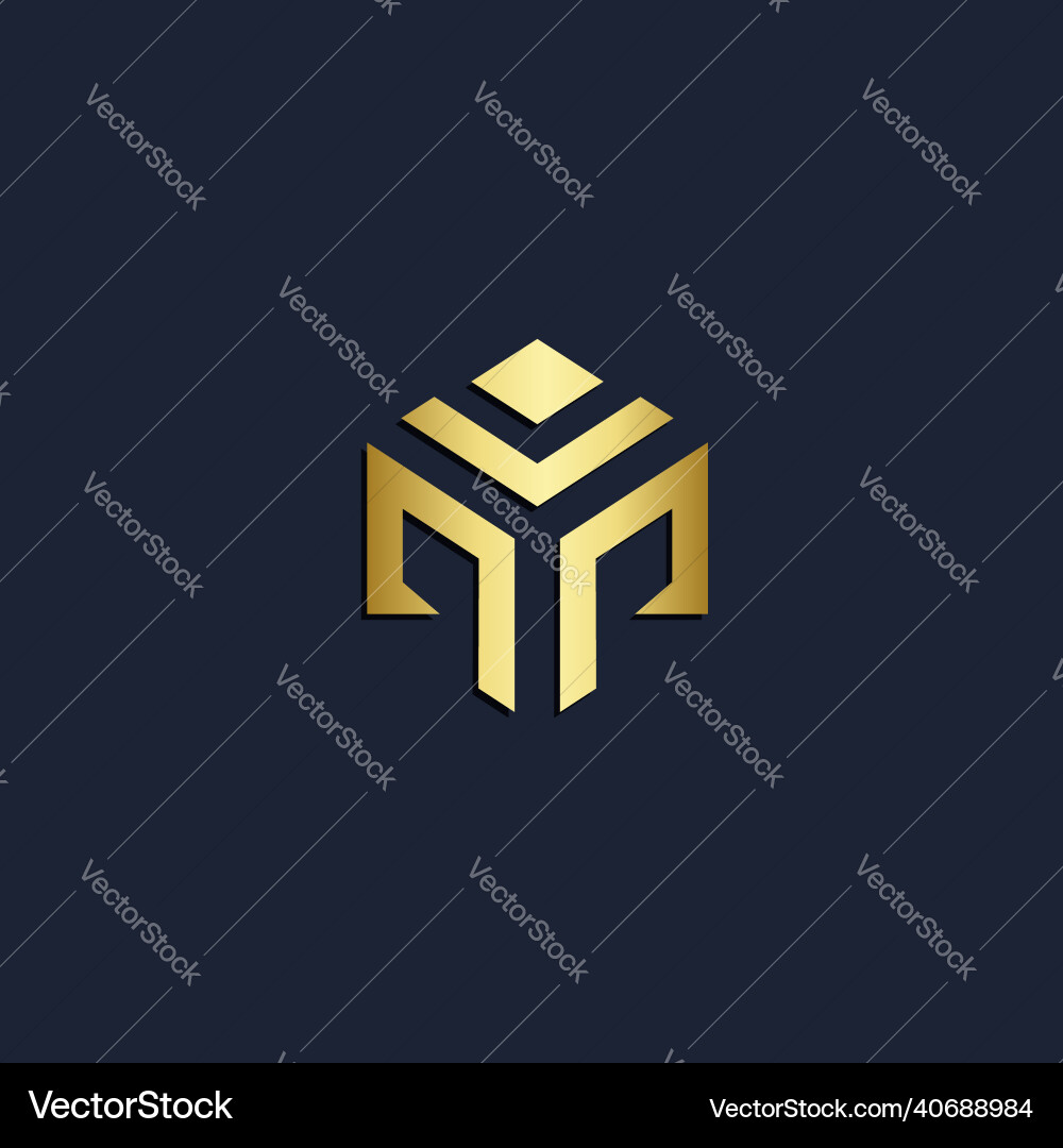 Abstract monogram geometry gold logo Royalty Free Vector