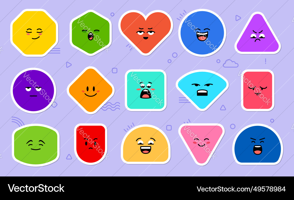 Geometric Shape Stickers - Kids Math Royalty Free Vector
