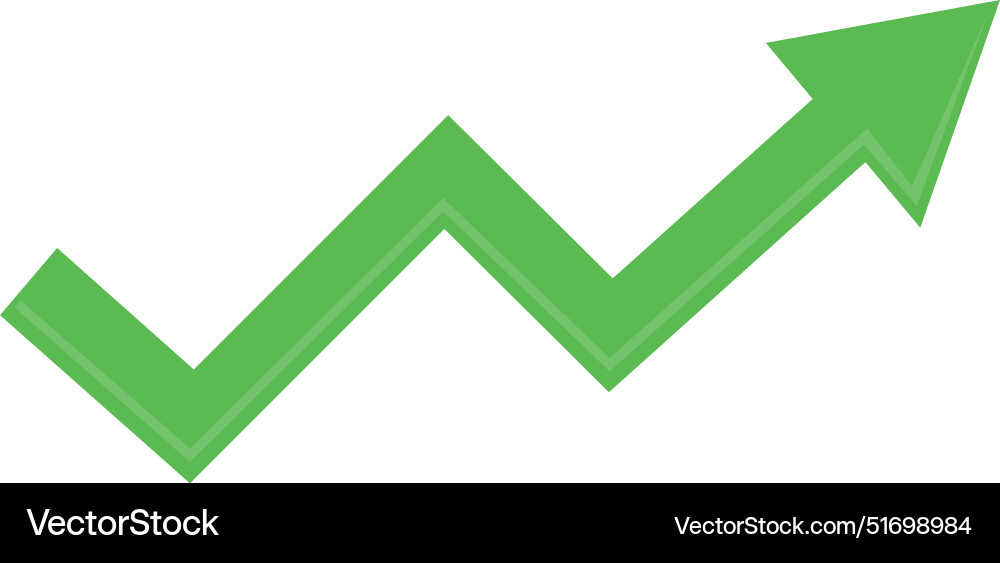 Green arrow upward trend Royalty Free Vector Image