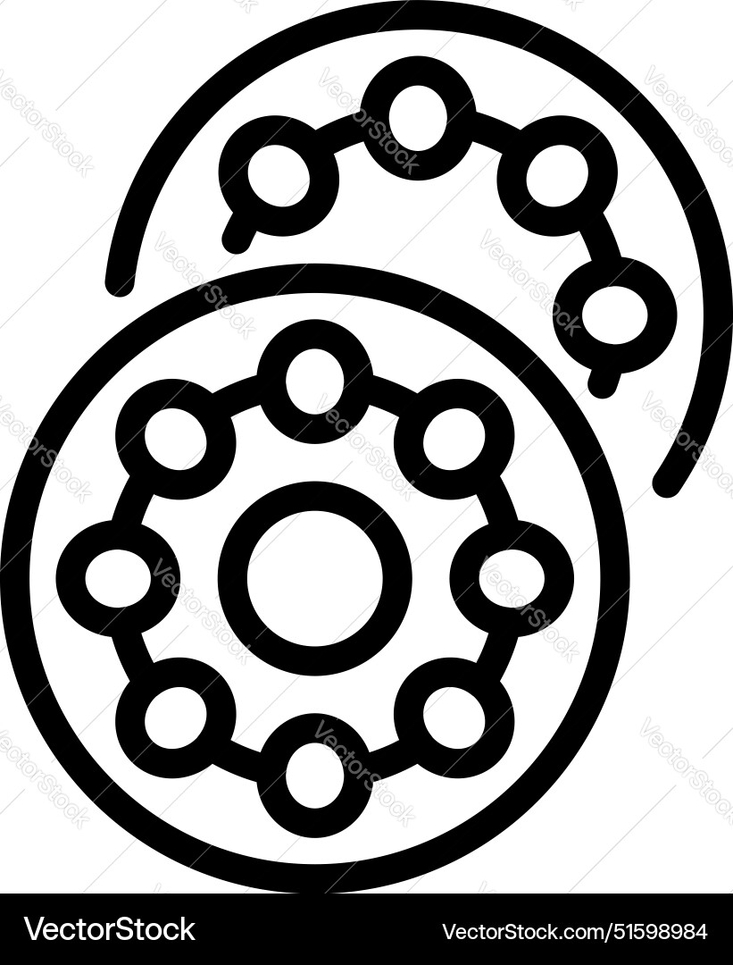 Two round bearings with metal balls for smooth Vector Image