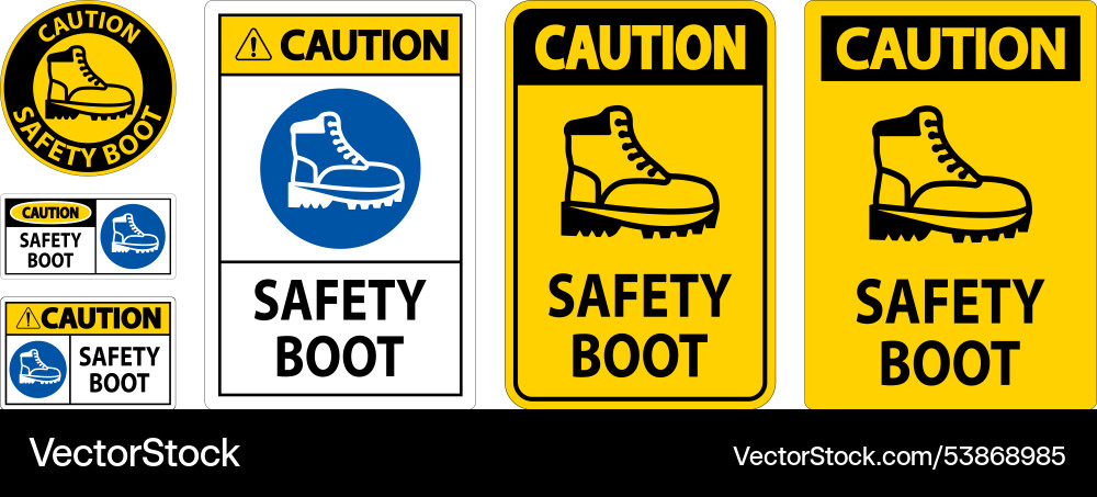 Caution safety boot sign for workplace Royalty Free Vector