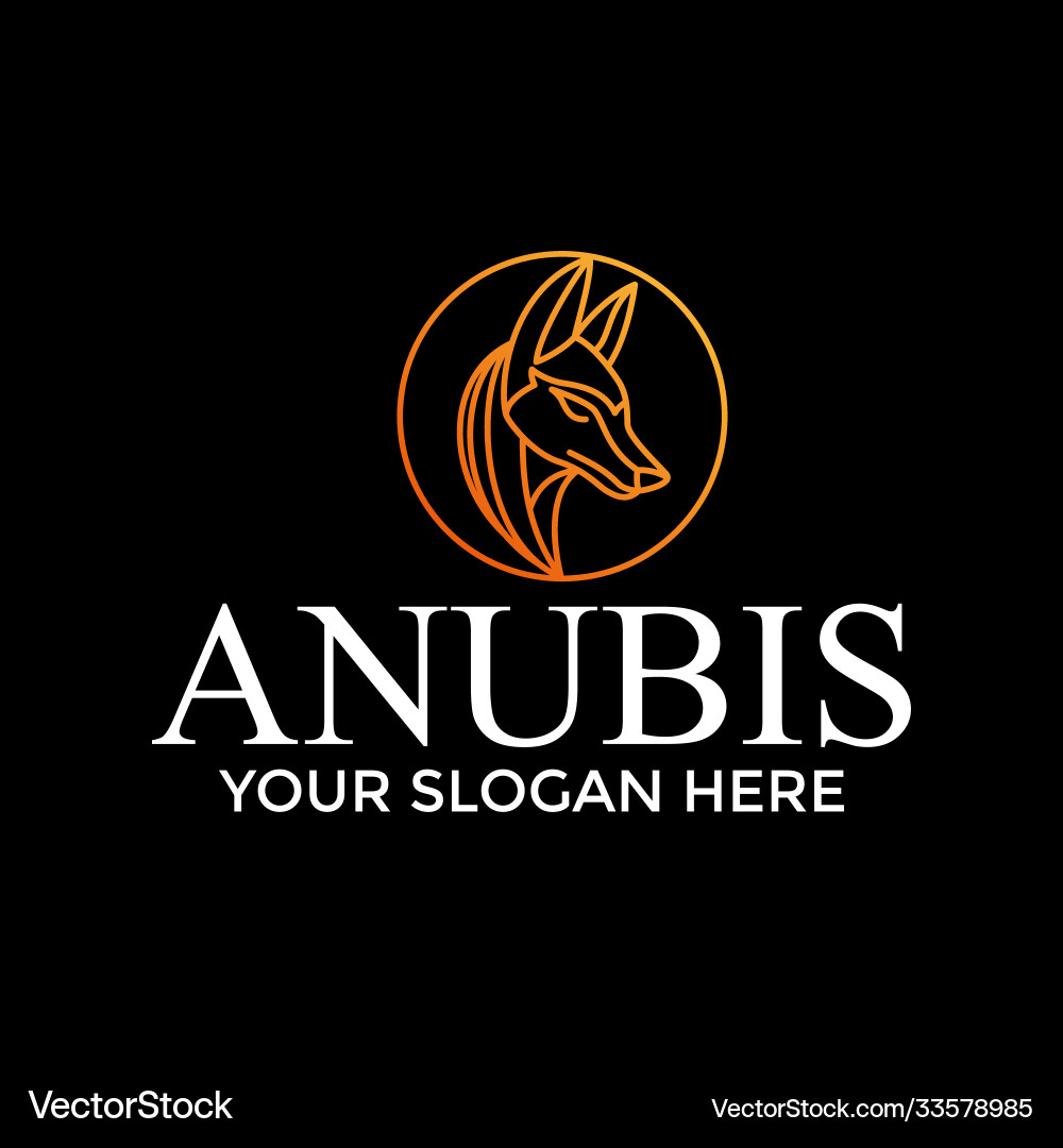 Circle gold anubis logo design idea Royalty Free Vector