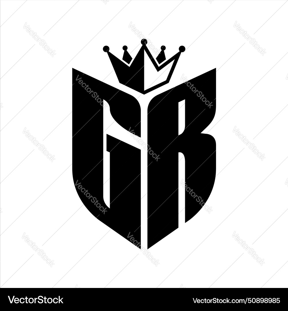 Gr letter monogram with shield shape crown Vector Image