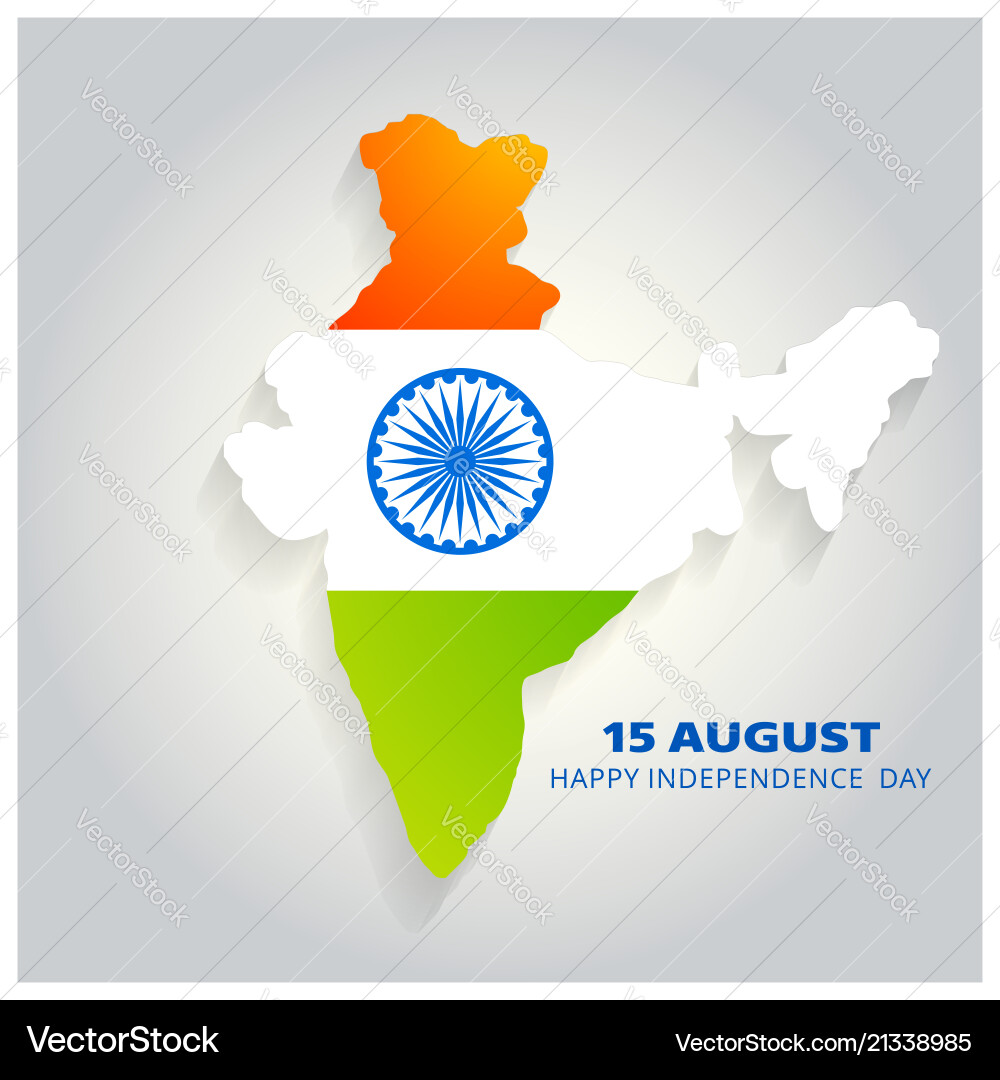 Indian tricolor flag mit rad auf india map Vektorbild