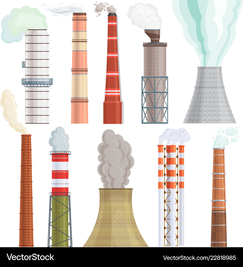 Industry factory industrial chimney Royalty Free Vector