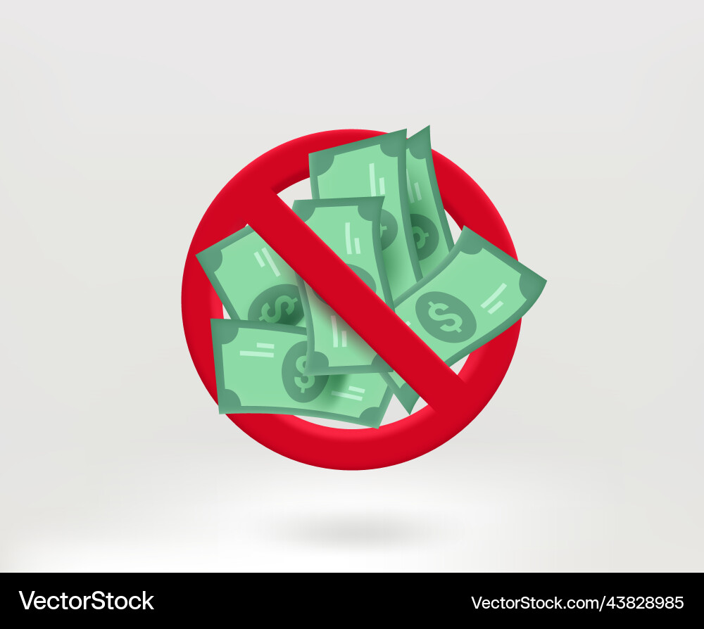 No money concept with dollar banknotes 3d Vector Image