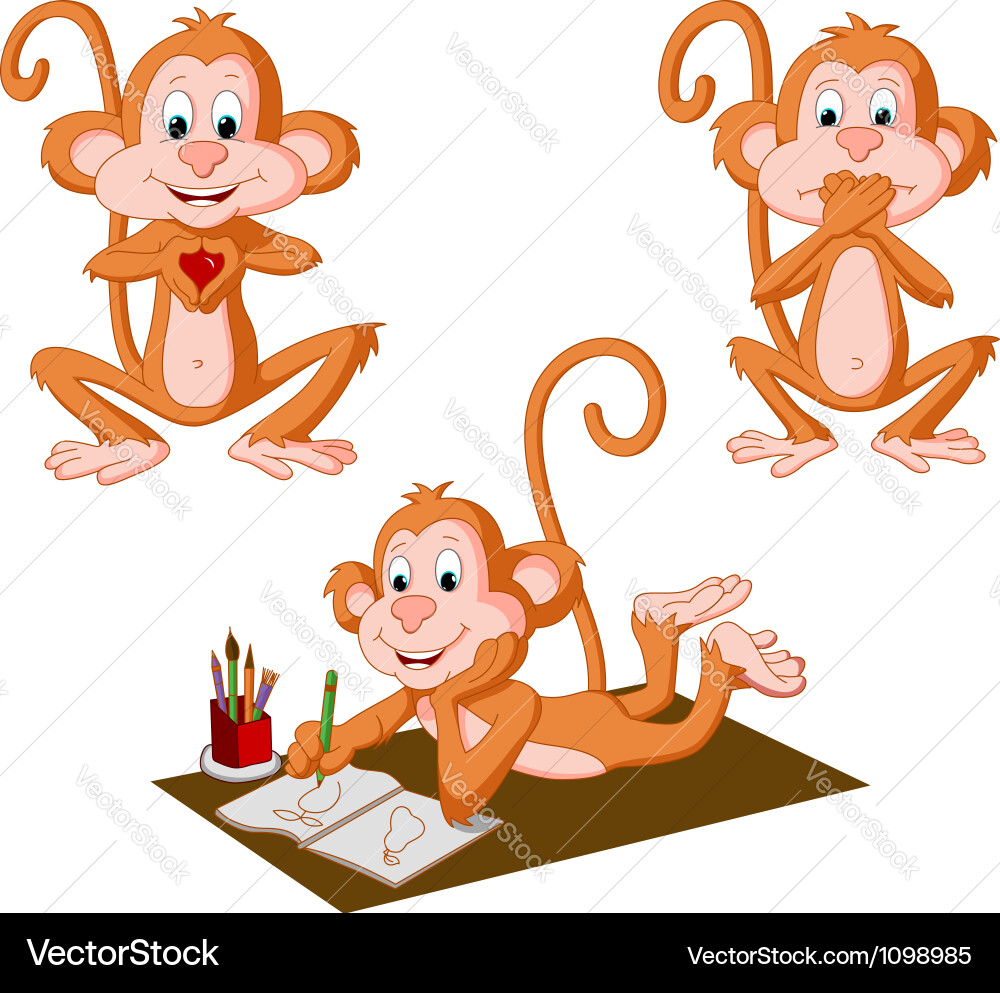 Three monkeys Royalty Free Vector Image - VectorStock