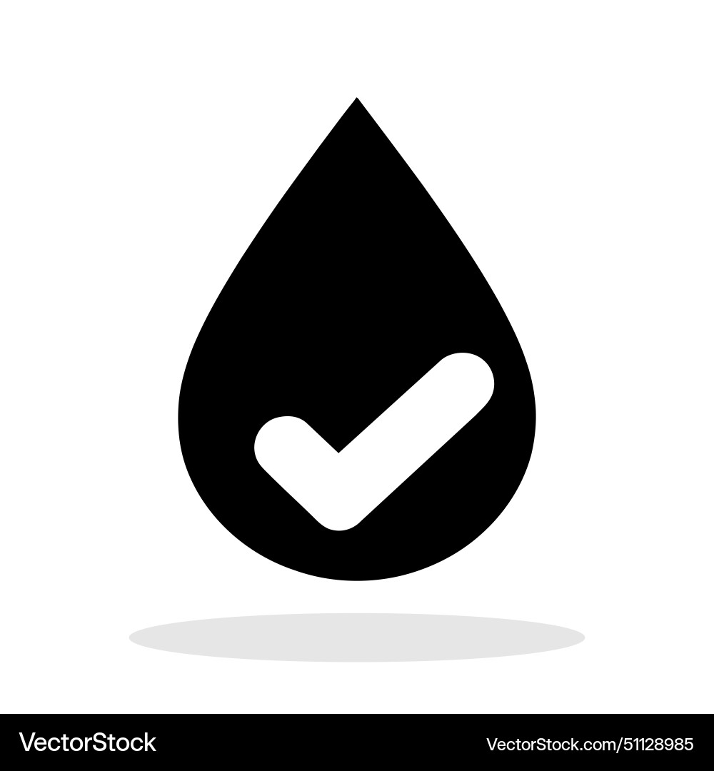 Water drop icon with checkmark clean Royalty Free Vector