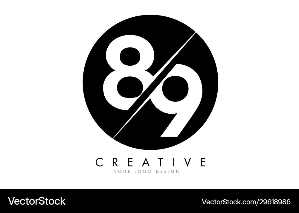 89 8 9 number logo design with a creative cut Vector Image