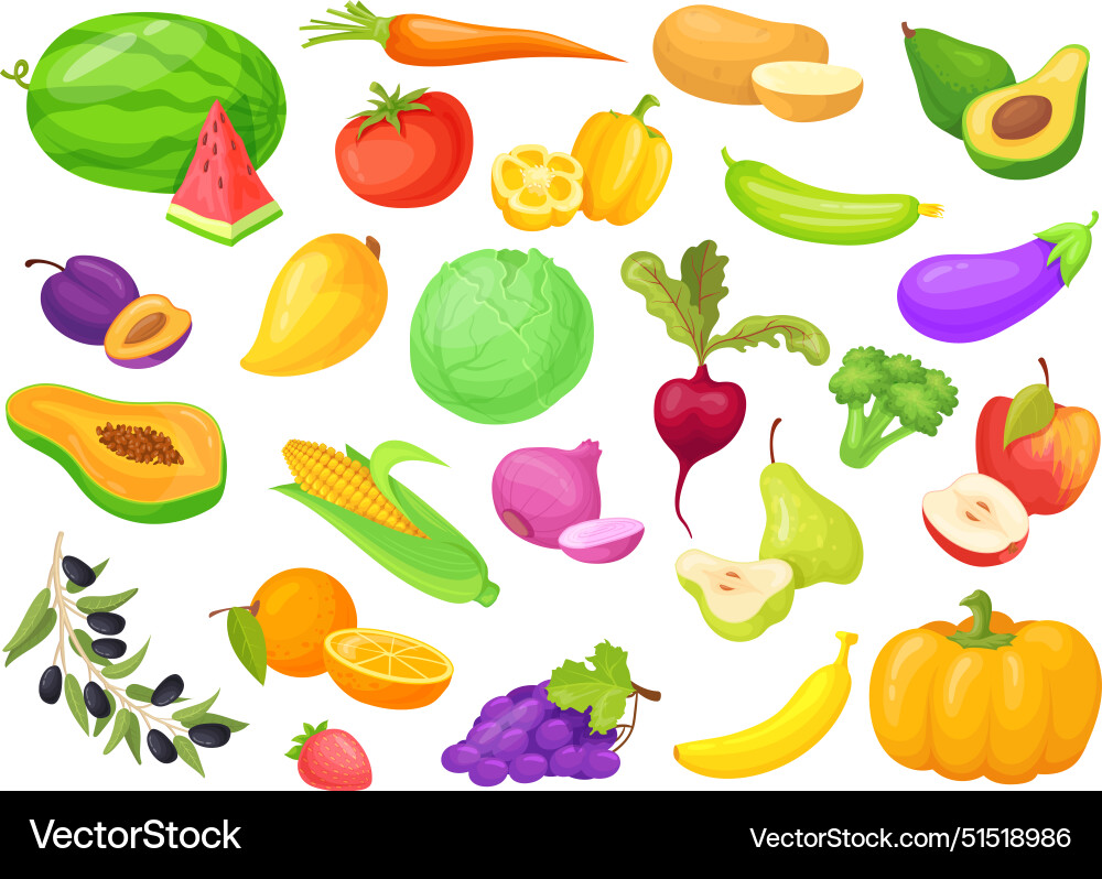 Cartoon vegetables and fruit local vegetable Vector Image