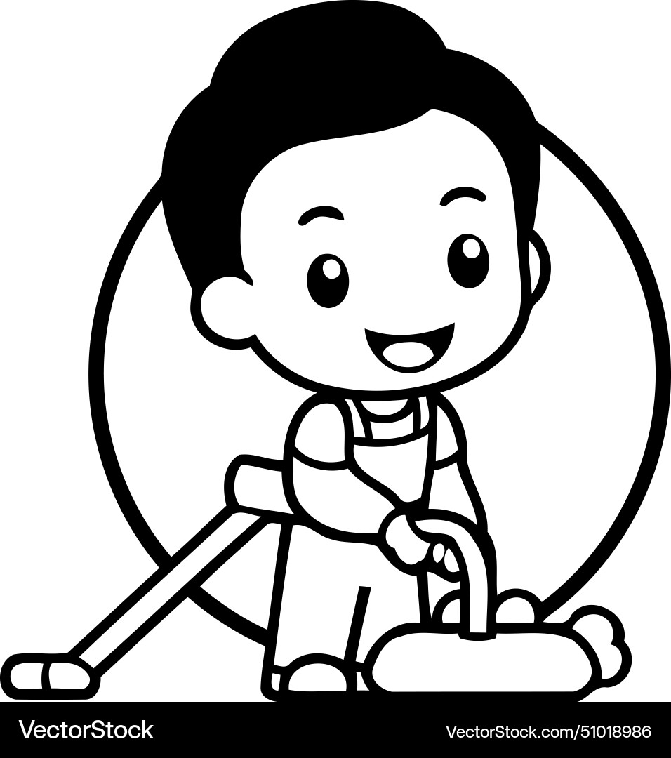 Cleaning man - service character Royalty Free Vector Image