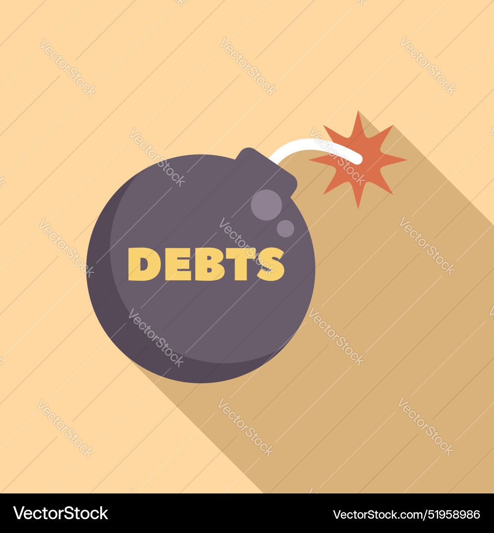 Debt bomb exploding representing financial crisis Vector Image