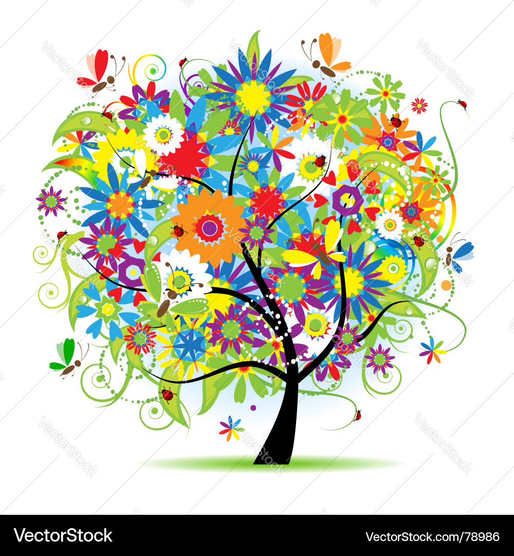 Floral tree Royalty Free Vector Image - VectorStock