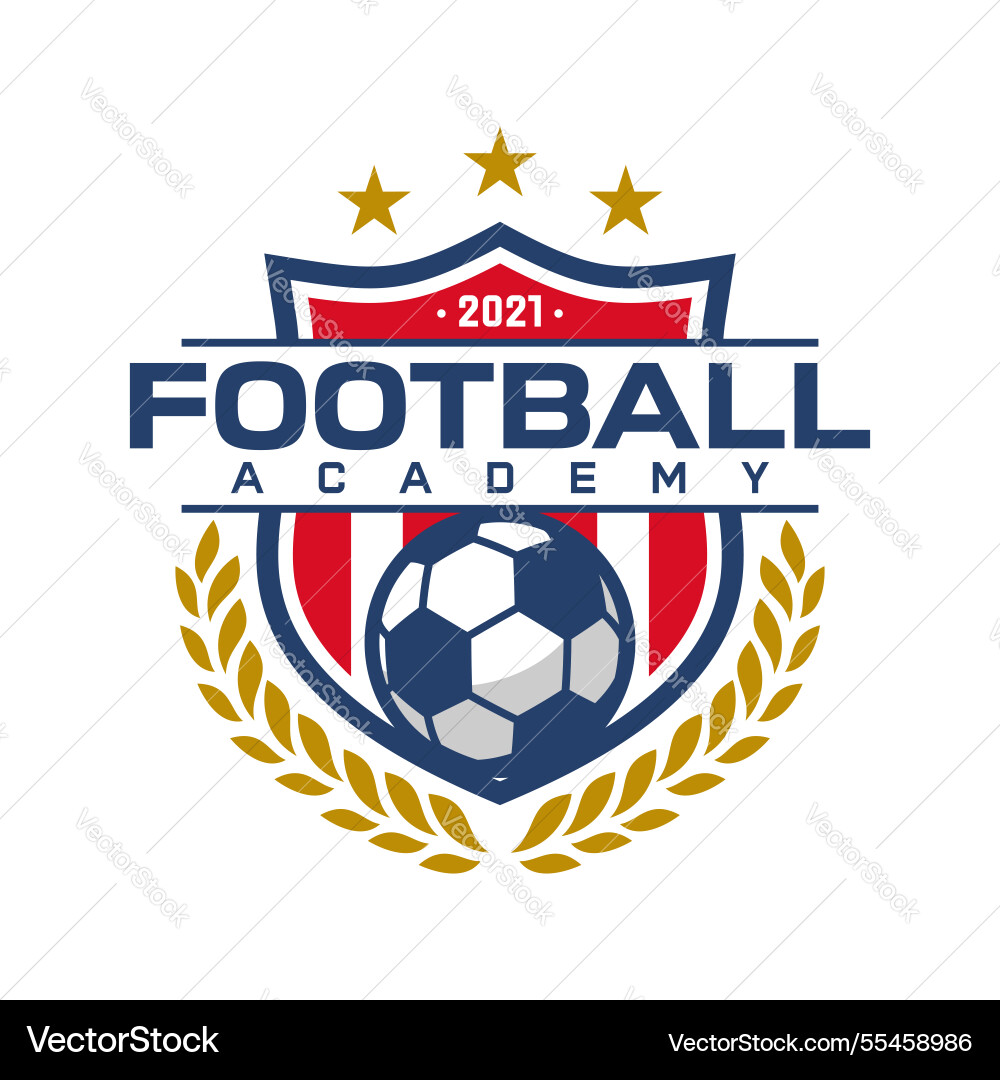 Football academy logo design template Royalty Free Vector