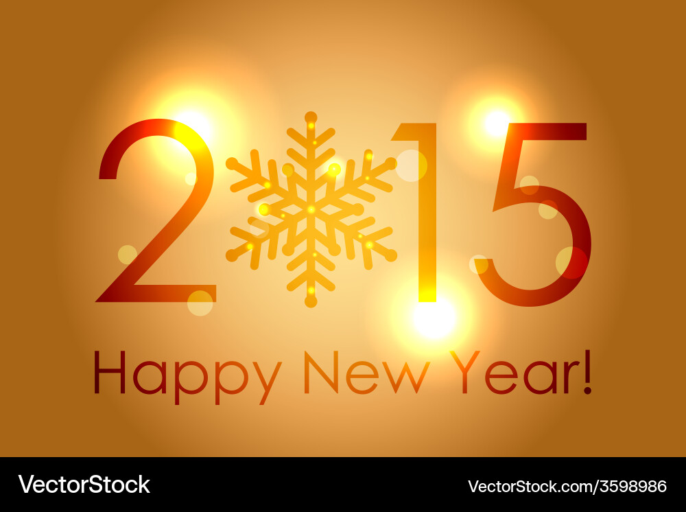 Happy new year 2015 - gold glowing background Vector Image