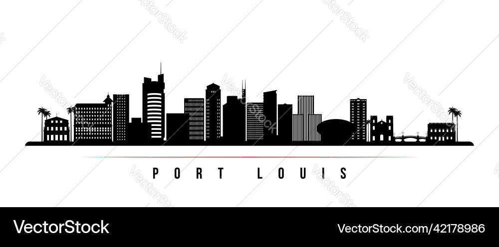 Port louis skyline horizontal banner Royalty Free Vector