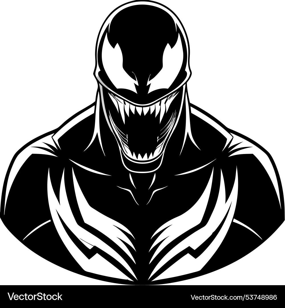 Superhero character venom building dark Royalty Free Vector