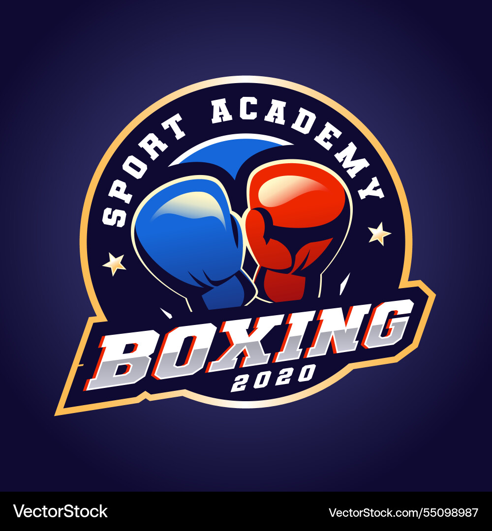 Boxing championship logo template design Vector Image