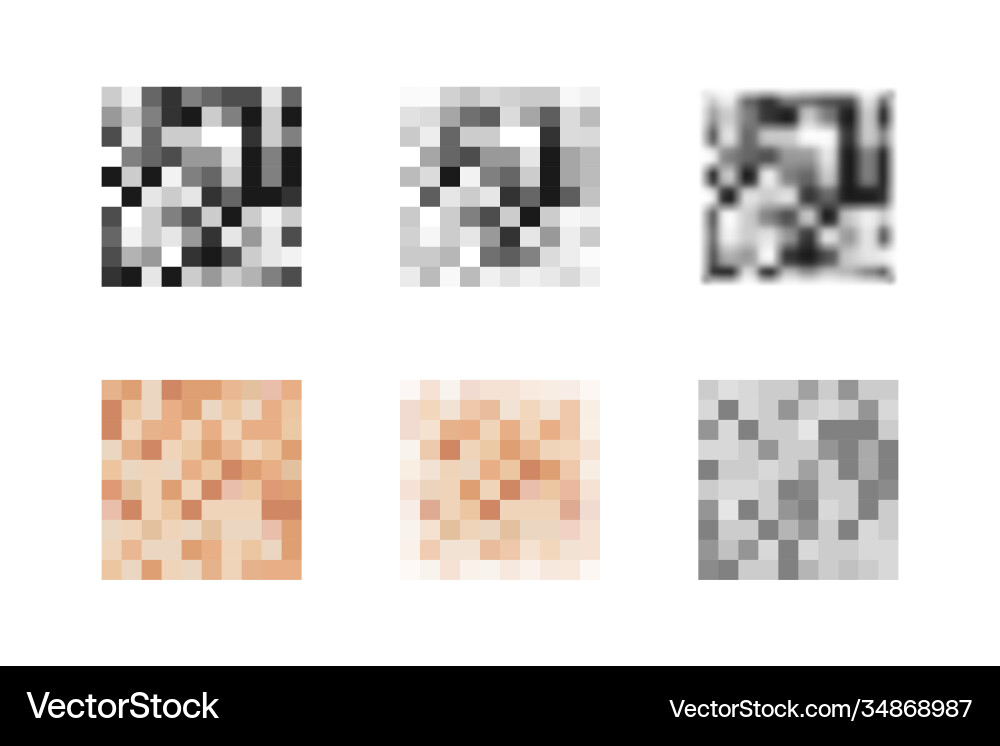 Collection pixel censor blur effect textures Vector Image