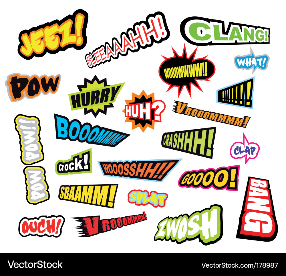 Comic Word Art Expressions Royalty Free Vector Image