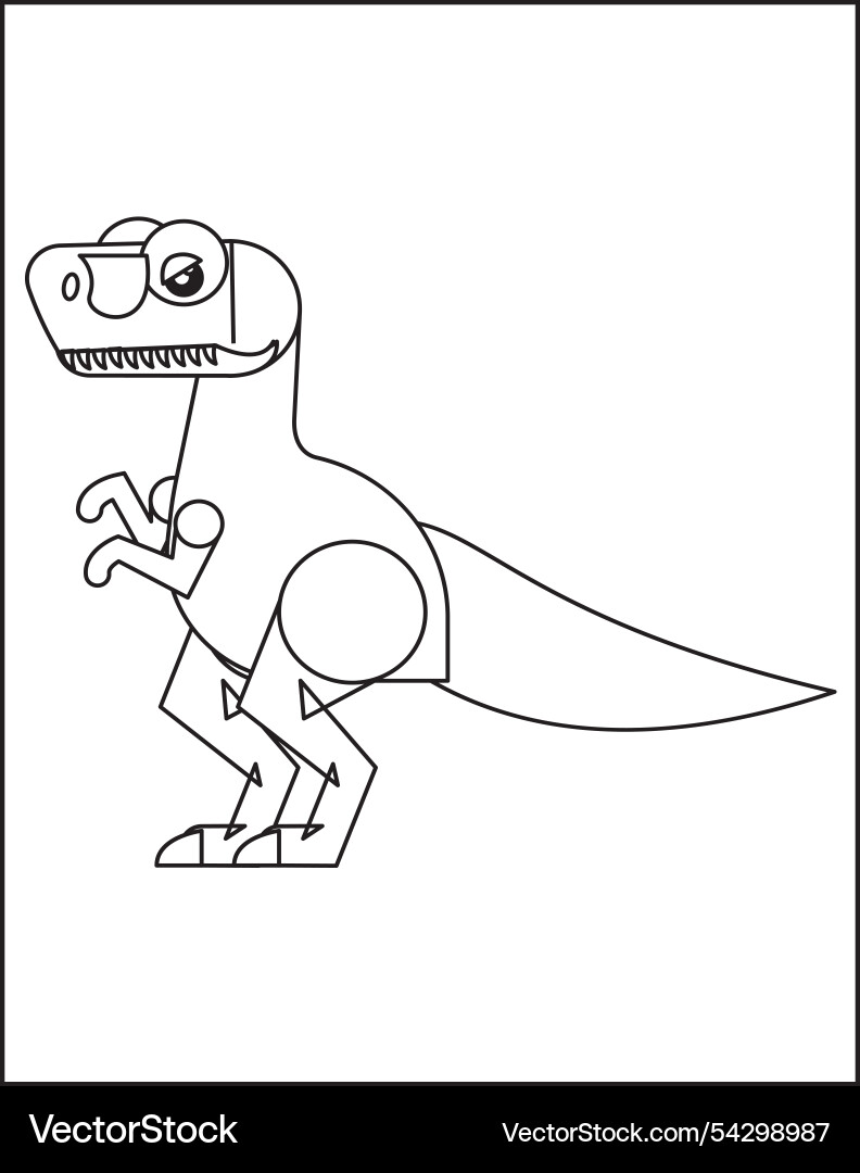 Dinosaur coloring page for kids drawing Royalty Free Vector