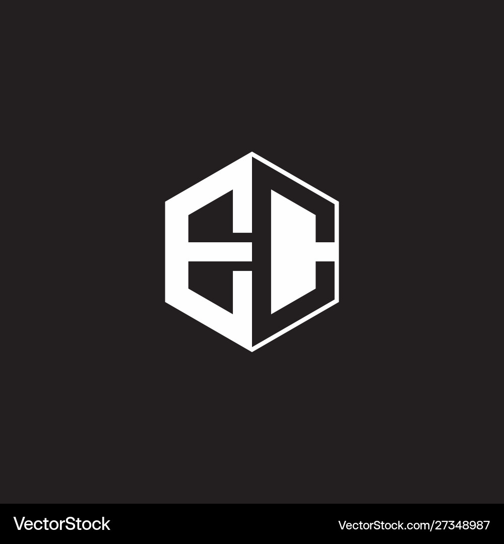 Ec logo monogram hexagon with black background Vector Image