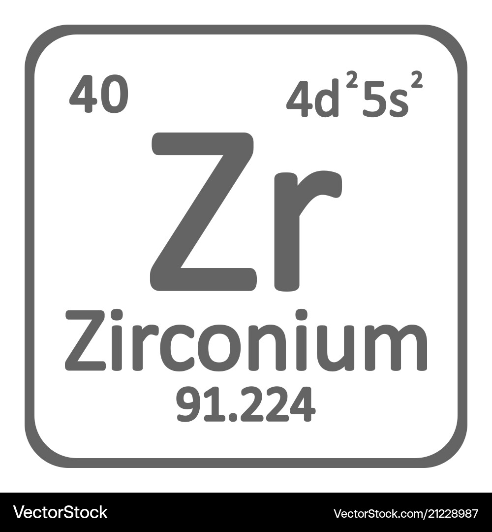 Periodic table element zirconium icon Royalty Free Vector
