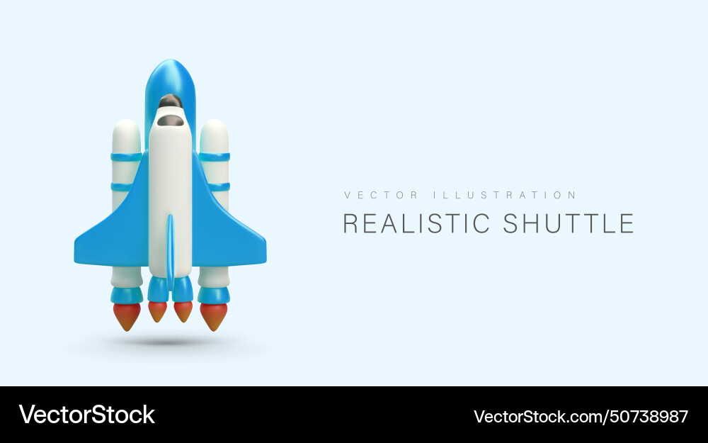 Vertical launch of realistic shuttle spacecraft Vector Image