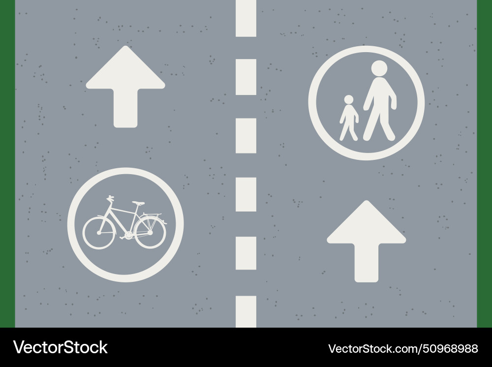 Bicycle lane and footpath sign Royalty Free Vector Image