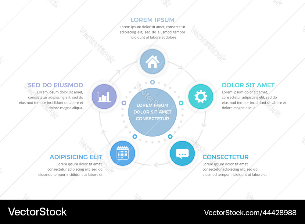 Circle diagram - five elements Royalty Free Vector Image